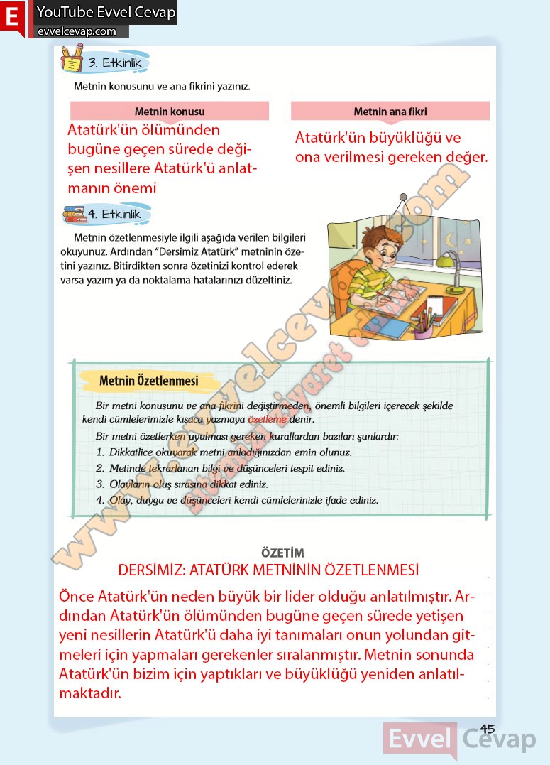 5. Sınıf Koza Yayınları Türkçe Ders Kitabı Cevapları Sayfa 42-43-44-45 ...