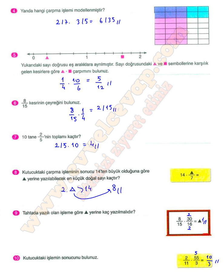 6. Sınıf Ata Yayınları Matematik Ders Kitabı Cevapları Sayfa 92-93