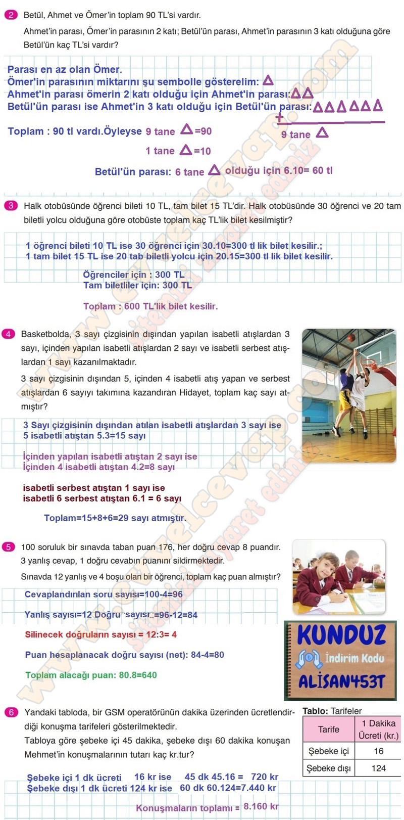 6. Sınıf Matematik Ders Kitabı Cevapları Ata Yayıncılık Sayfa 26