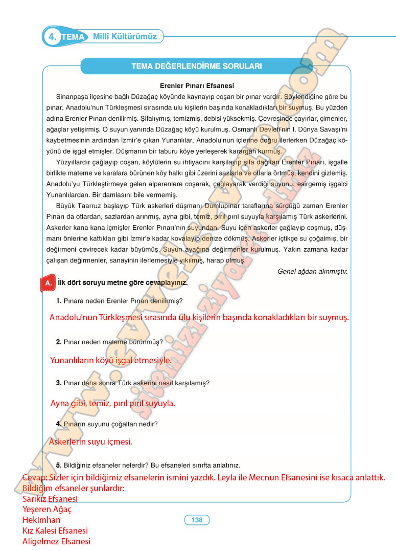 6. Sınıf Anka Yayınları Türkçe Ders Kitabı Cevapları Sayfa 138-139-140-141