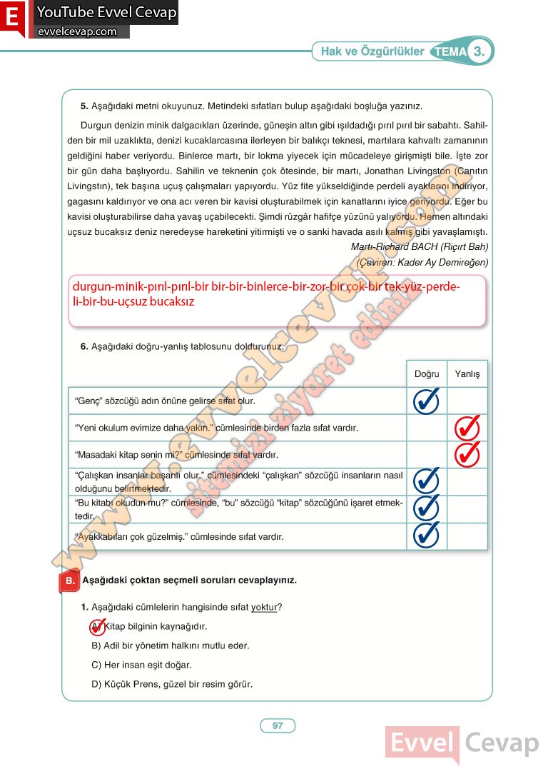 6. Sınıf Anka Yayınları Türkçe Ders Kitabı Cevapları Sayfa 96-97-98-99