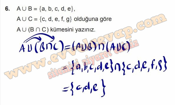 A U (B n C) kümesini yazınız.