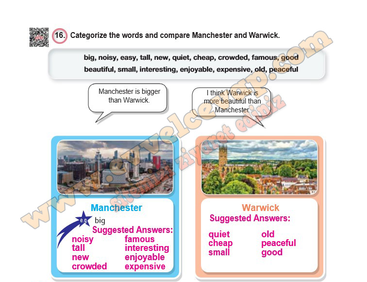 Categorize the words and compare Manchester and Warwick.