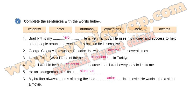 Complete the sentences with the words below.