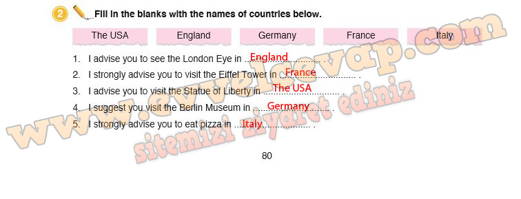 Fill in the blanks with the names of countries below. - Evvel Cevap