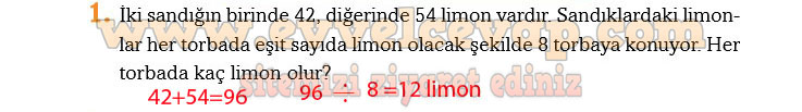 İki sandığın birinde 42, diğerinde 54 limon vardır. Sandıklardaki ...