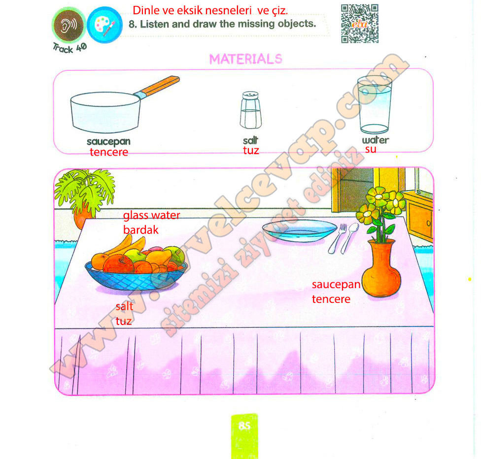 Listen and draw the missing objects.