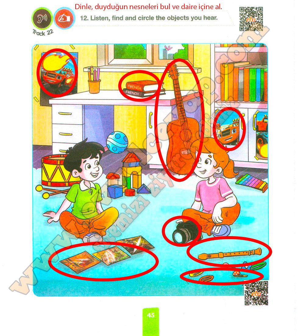 Listen, find and circle the objects you hear.