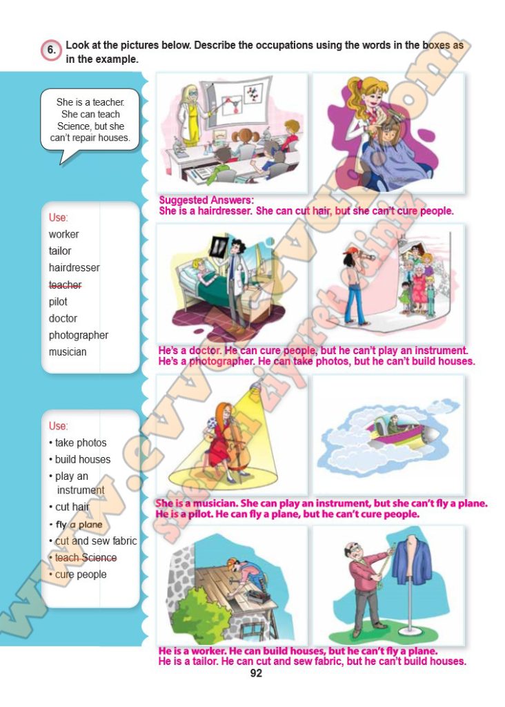 Look at the pictures below. Describe the occupations using the words in ...