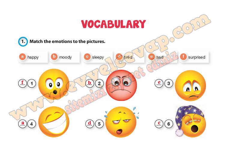 Match the emotions to the pictures.