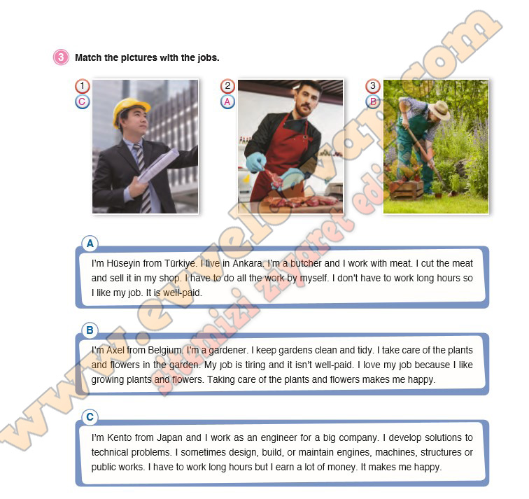 Match the pictures with the jobs.
