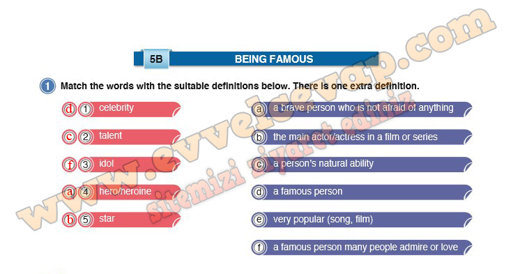 Match the words with the suitable definitions below. There is one extra ...