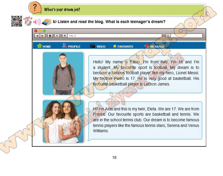 Listen and read the blog. What is each teenager’s dream?