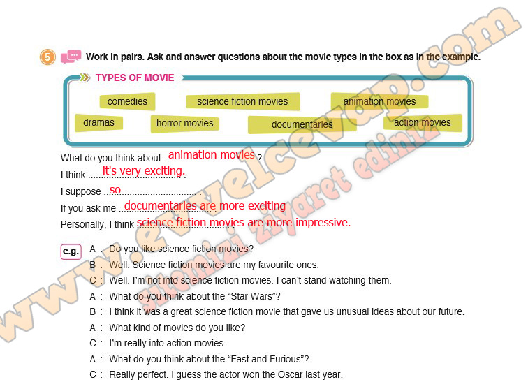 Work in pairs. Ask and answer questions about the movie types in the box as in the example.