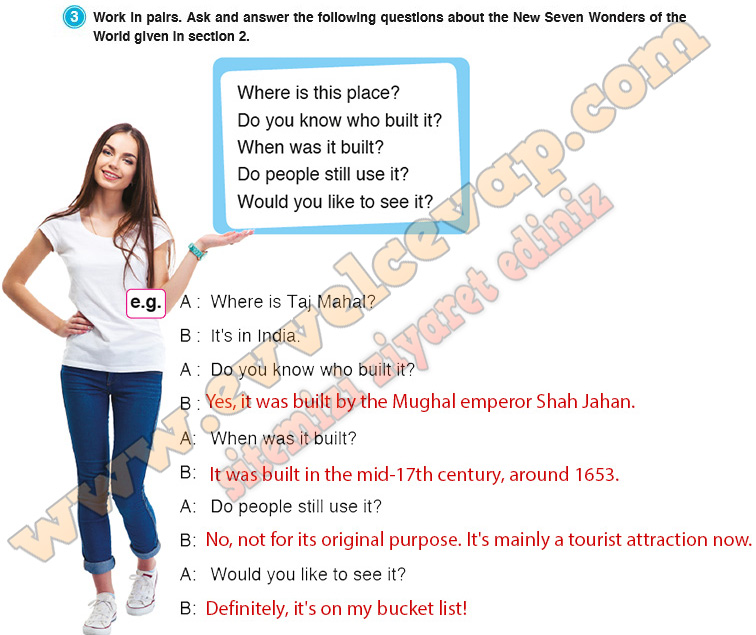 Work in pairs. Ask and answer the following questions about the New Seven Wonders of the World ...