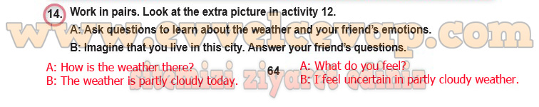 Work in pairs. Look at the extra picture in activity 12.