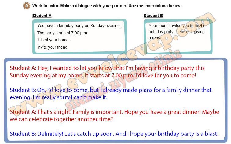Work in pairs. Make a dialogue with your partner. Use the instructions ...