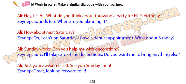 Work in pairs. Make a similar dialogue with your partner.
