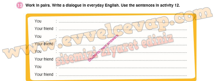 Work in pairs. Write a dialogue in everyday English. Use the sentences ...