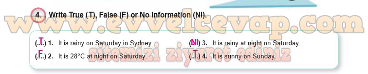 Write True (T), False (F) or No Information (NI).