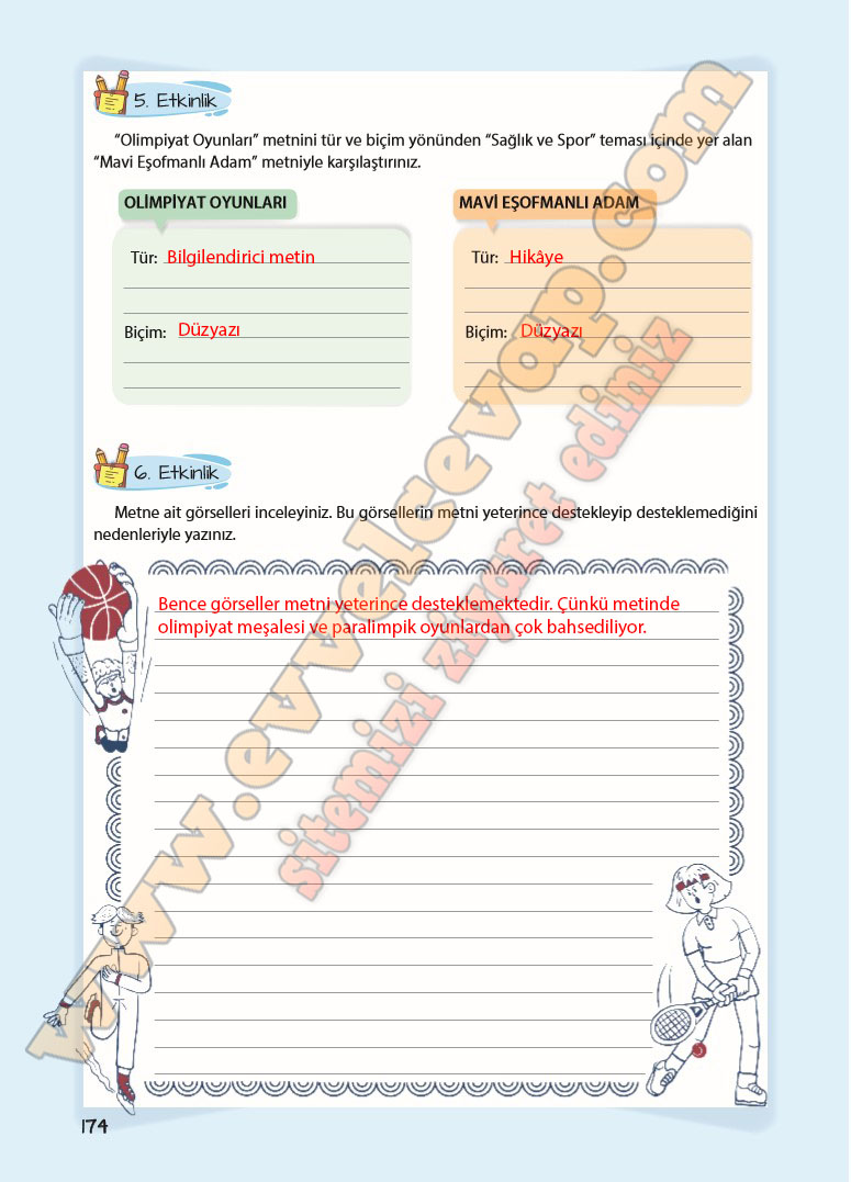 5. Sınıf Koza Yayınları Türkçe Ders Kitabı Cevapları Sayfa 171-172-173 ...