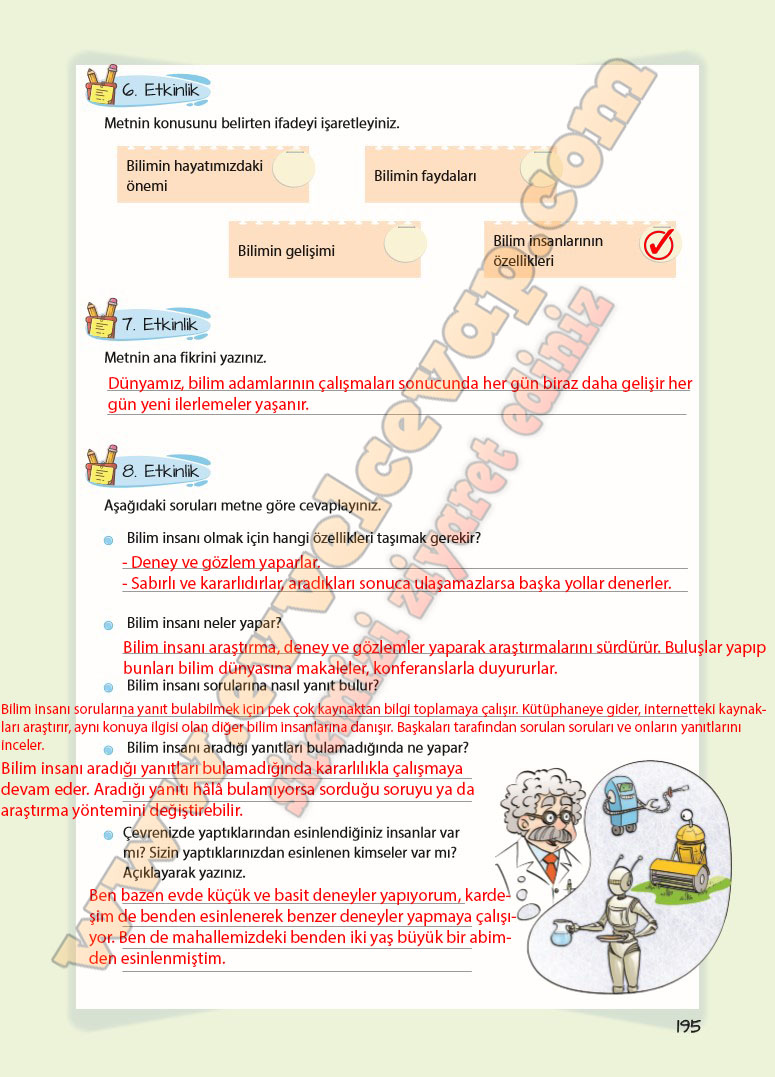 5. Sınıf Koza Yayınları Türkçe Ders Kitabı Cevapları Sayfa 192-193-194 ...