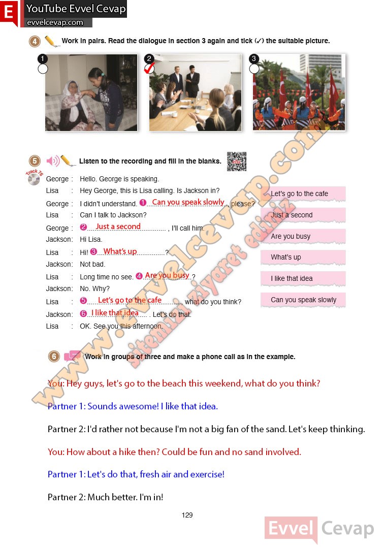 9. Sınıf İngilizce Ders Kitabı Cevapları Erkad Yayıncılık Sayfa 129