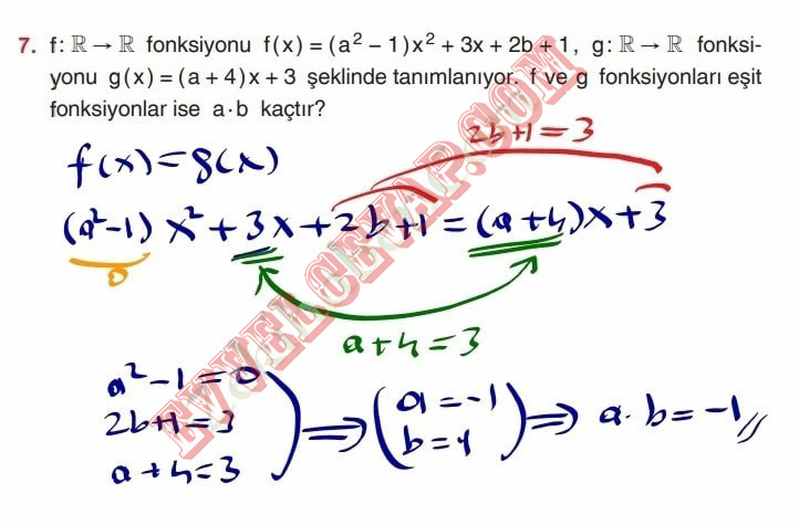 f: R → R fonksiyonu f(x) = (a2 - 1 )x2 + 3x + 2b + 1, g:R→R fonksiyonu ...
