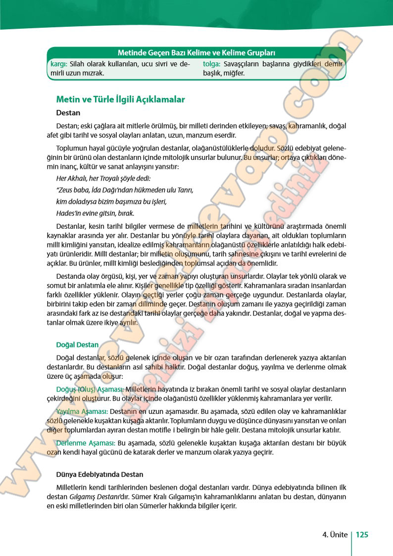 10. Sınıf Meb Yayınları Türk Dili ve Edebiyatı Ders Kitabı Cevapları ...
