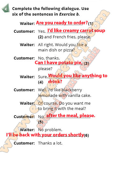 Complete the following dialogue. Use six of the sentences in Exercise