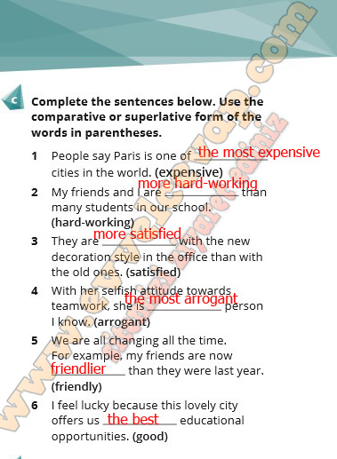 Complete the sentences below. Use the comparative or superlative form ...
