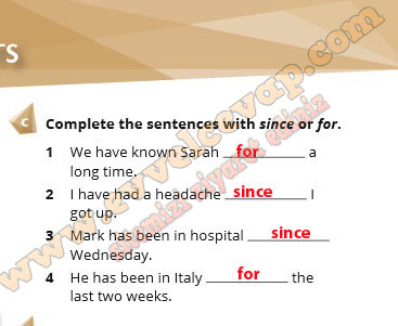Complete the sentences with since or for.