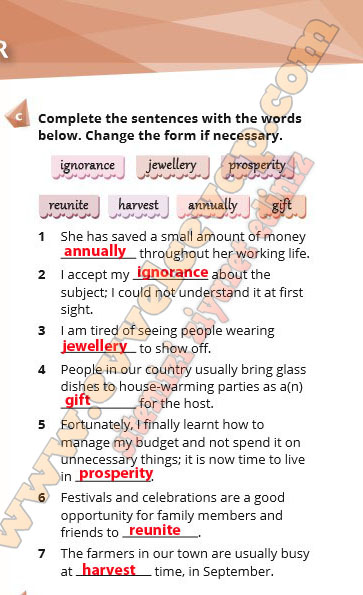 Complete the sentences with the words below. Change the form if necessary.