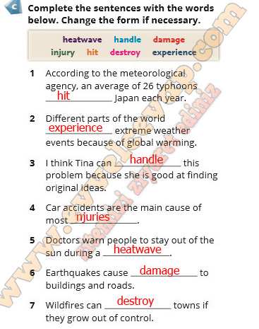 Complete the sentences with the words below. Change the form if necessary.