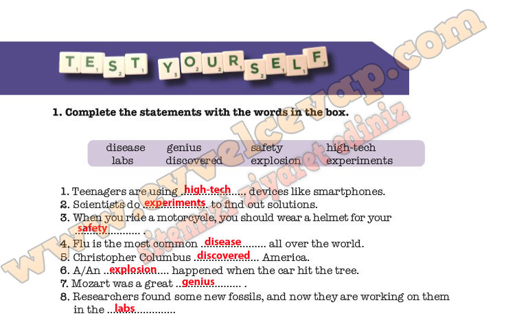 Complete the statements with the words in the