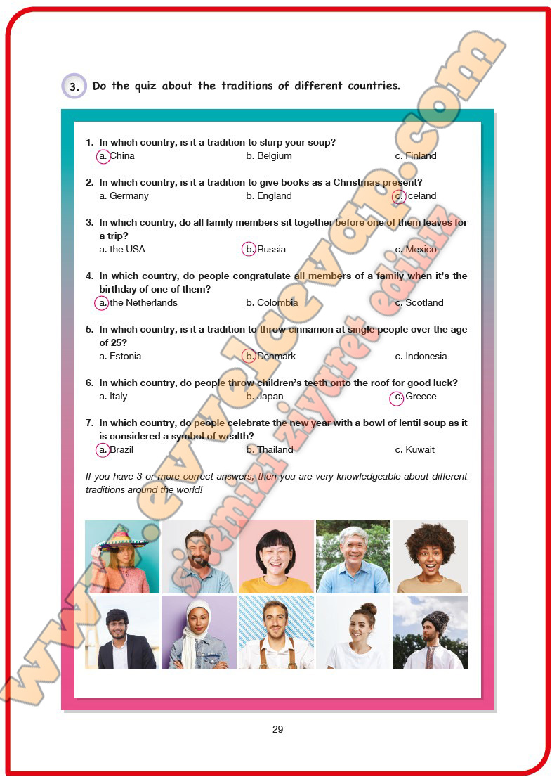 Do the quiz about the traditions of different countries.