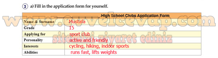 Fill in the application form for yourself. - Evvel Cevap