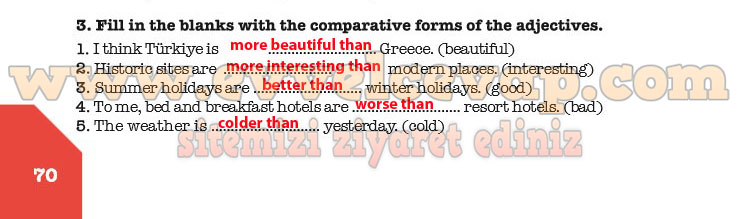 Fill in the blanks with the comparative forms of the adjectives.