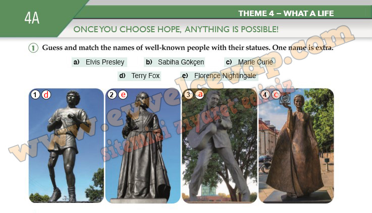 Guess and match the names of well-known people with their statues. One ...