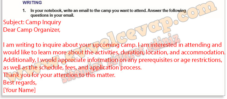 In your notebook, write an email to the camp you want to attend. Answer ...
