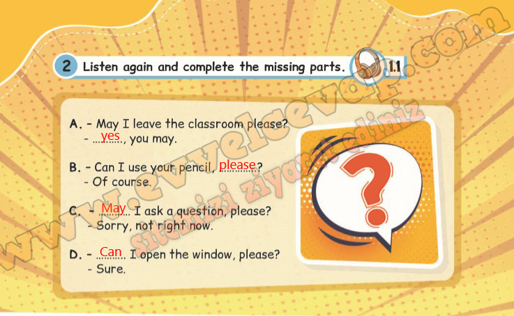 Listen again and complete the missing parts.