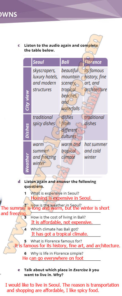 Listen to the audio again and complete the table below - Evvel Cevap