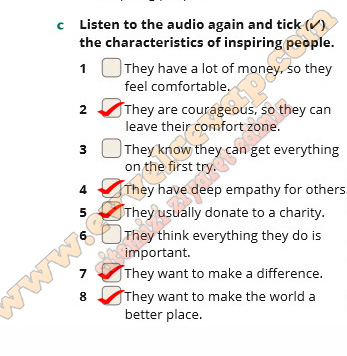 Listen to the audio again and tick ( ) the characteristics of inspiring ...