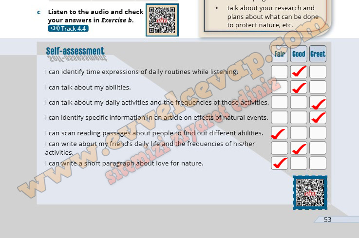 Listen to the audio and check your answers in Exercise - Evvel Cevap