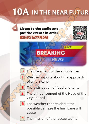 Listen to the audio and put the events in order.
