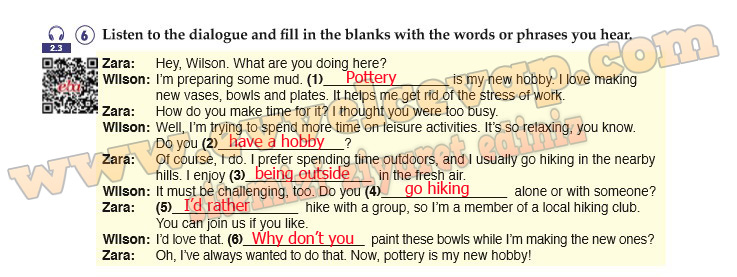 Listen to the dialogue and fill in the blanks with the words or phrases ...