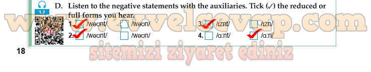 Listen to the negative statements with the auxiliaries. Tick ( ) the ...