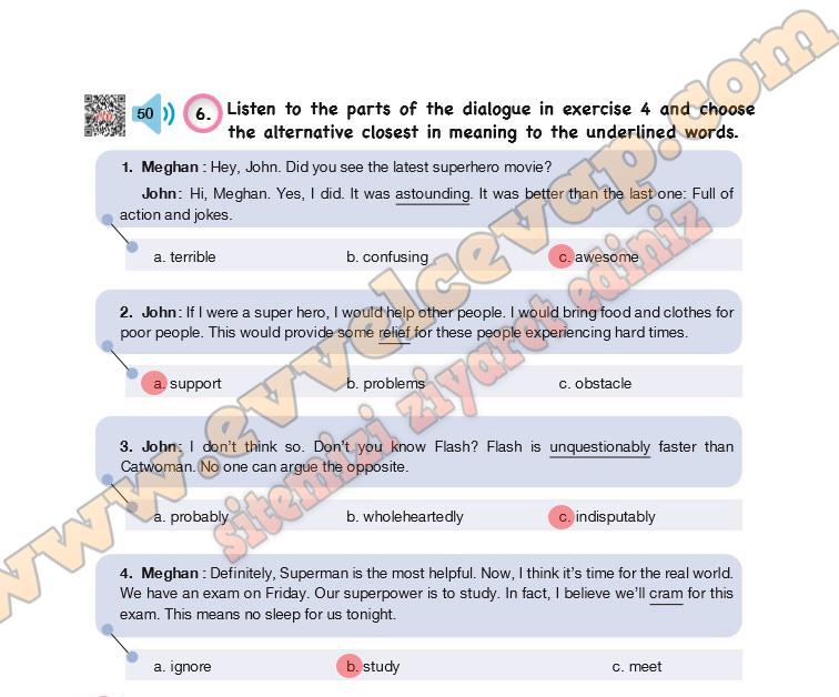 Listen to the parts of the dialogue in exercise 4 and choose the ...