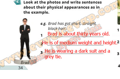 Look at the photos and write sentences about their physical appearances ...