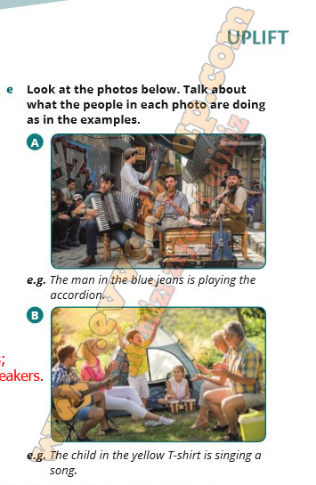 Look at the photos below. Talk about what the people in each photo are ...